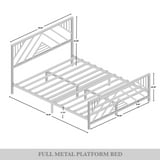 Castle Place Full Size Metal Platform Bed Frame, Modern Geometric Slat ...