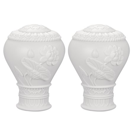 Curtain Rod Cap Finials Plastic Vintage Style Rail Ends White 66 x 88mm ...