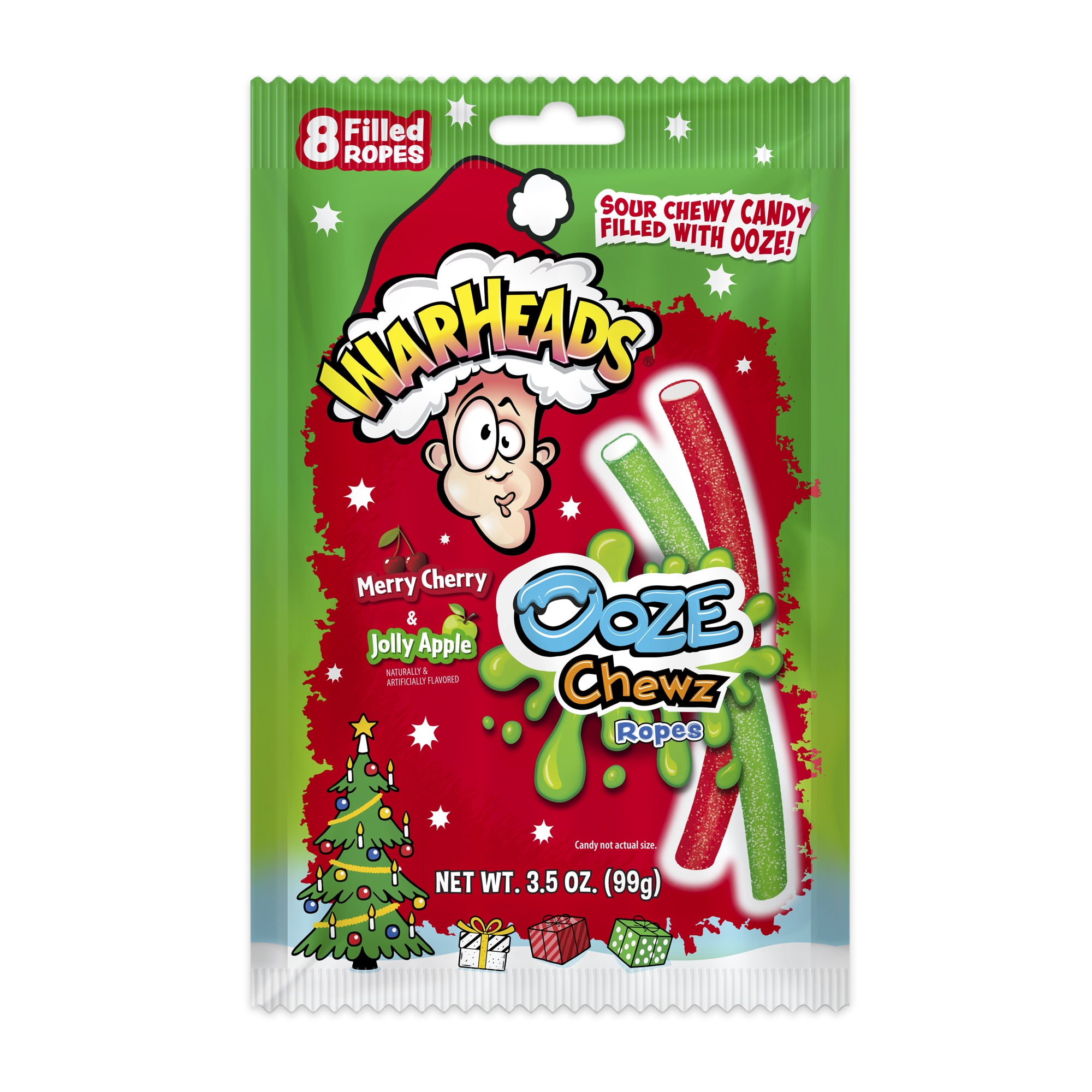 WARHEADS Ooze Chewz Christmas Ropes Chewy Candy, 3.5oz Peg Bag ...