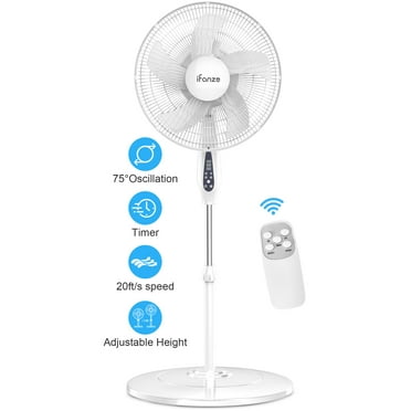 18” Adjustable Standing 3-Speed Oscillating Cyclone Pedestal Fan with ...