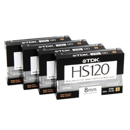 8mm Metal Particle Cassette Tape TDK HS120 120 Minute Blank Camcorder 4 Pack Hi8 and Digital 8 ...