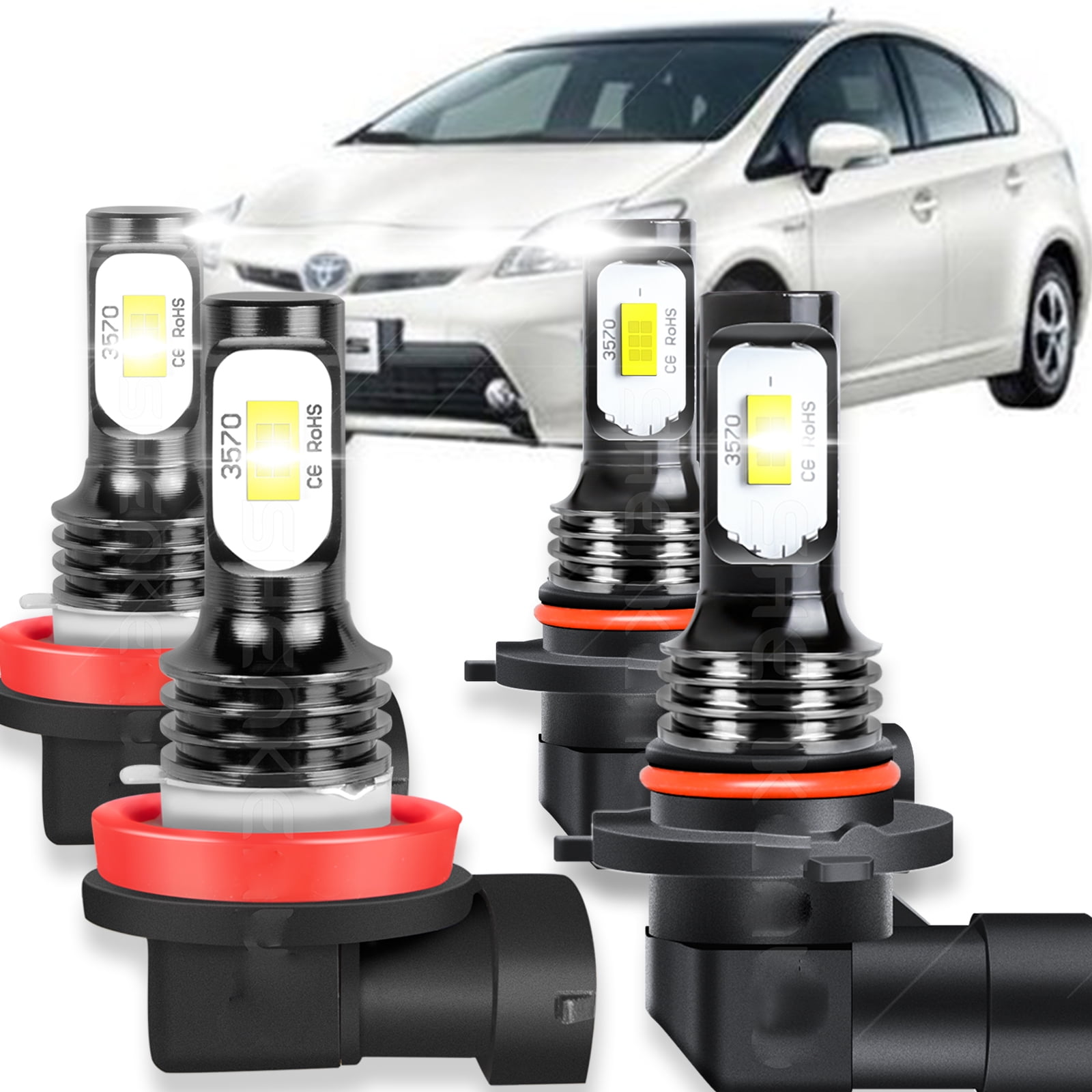 BMZONCC For Toyota Prius 2010-2015 H11 9005 LED Headlight Bulbs High ...