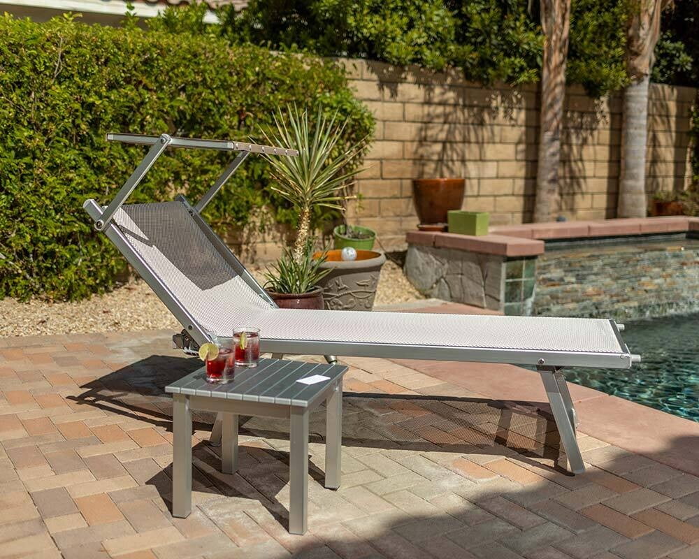 SunsenseDesign Outdoor Patio Chaise Lounge/Sunbed with Sun Shade ...