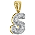 10K Yellow Gold Diamond Initial S Pendant 1.20" Mini Bubble Letter ...