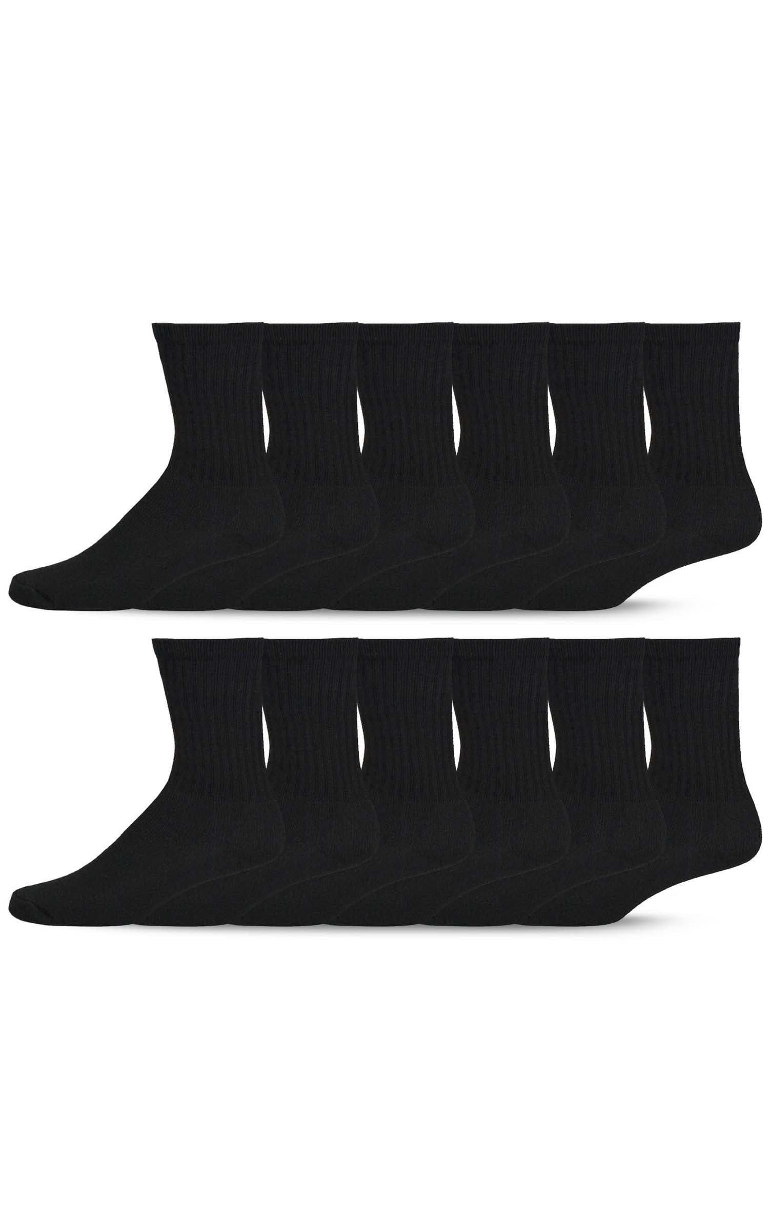 TeeHee Men's Athletic Sports Cushion Socks 12 Pairs pack (10-13, Black ...