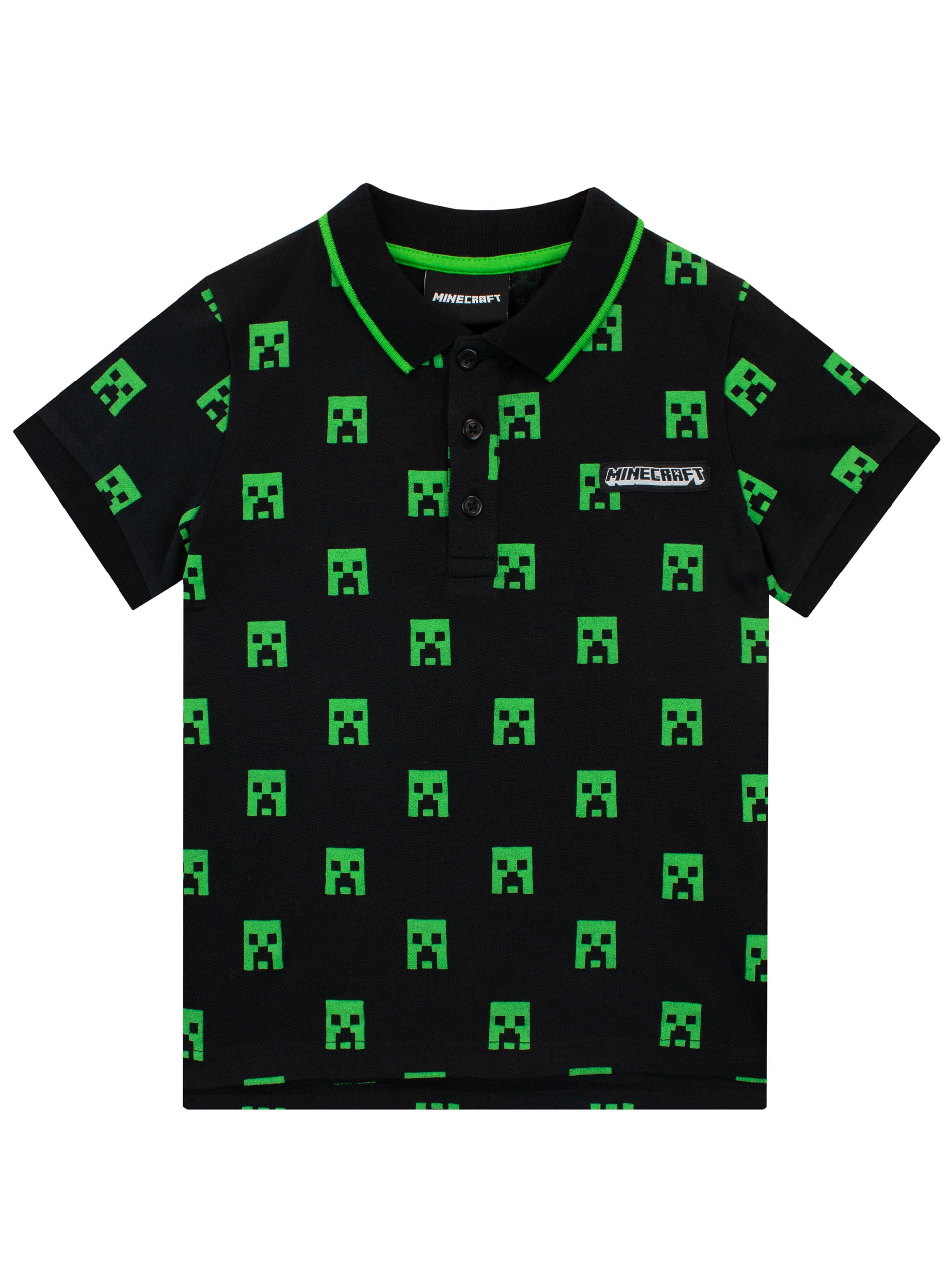 Minecraft Boys Creeper Polo Shirt Sizes 6-14 - Walmart.com
