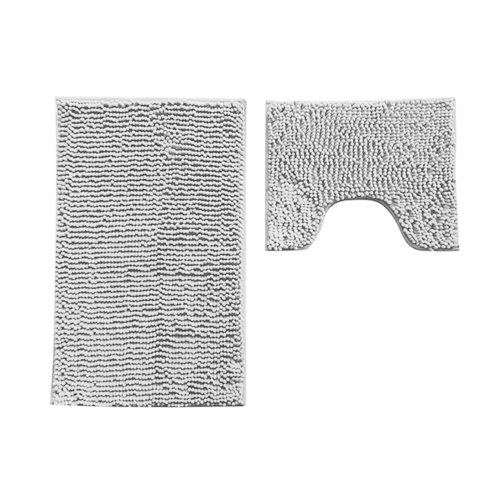 2Pcs Non-slip Bath Mat Set Soft Bathroom Rug Water Absorbent Toilet ...