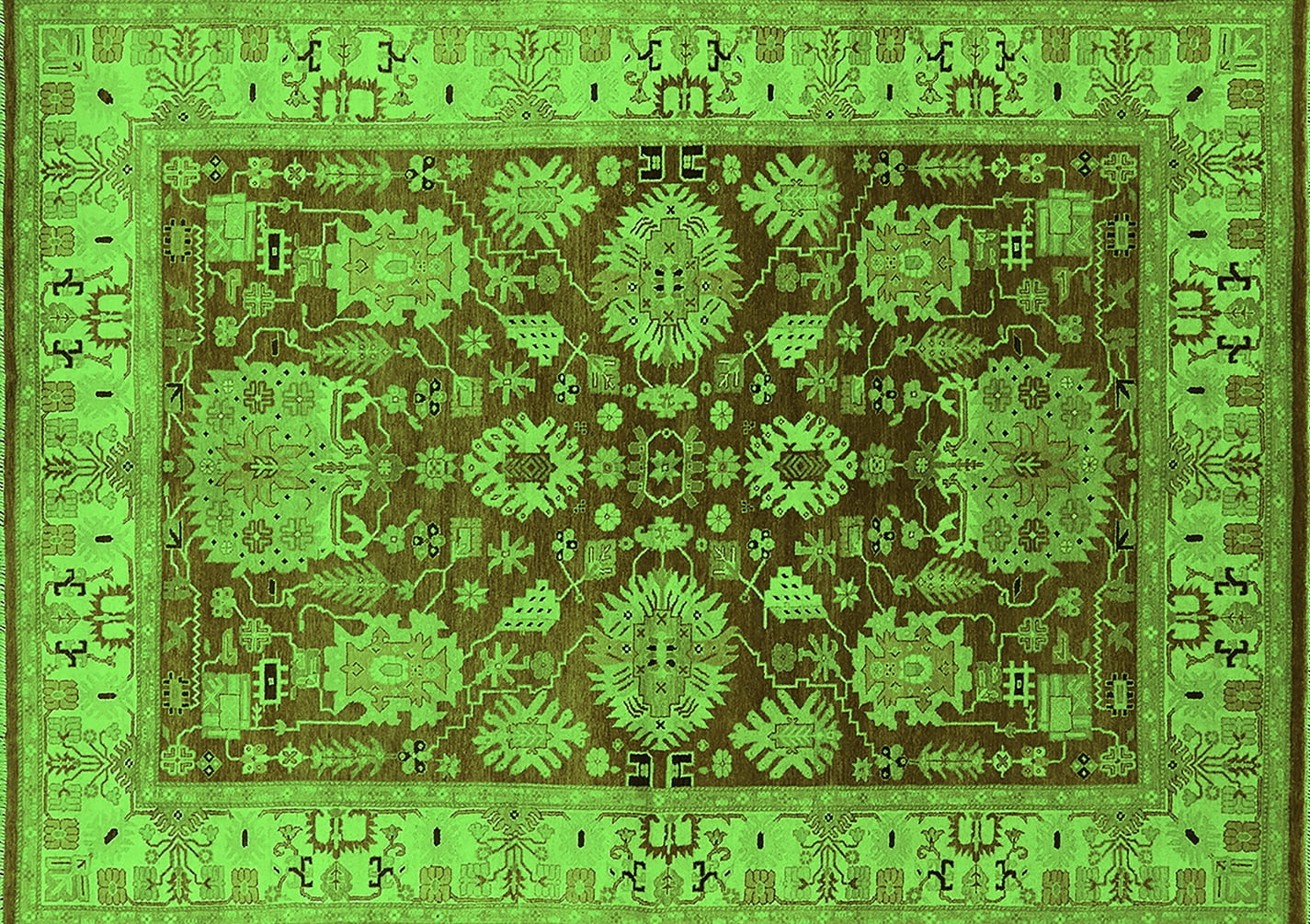 Ahgly Company Indoor Rectangle Oriental Green Traditional Area Rugs, 3 ...