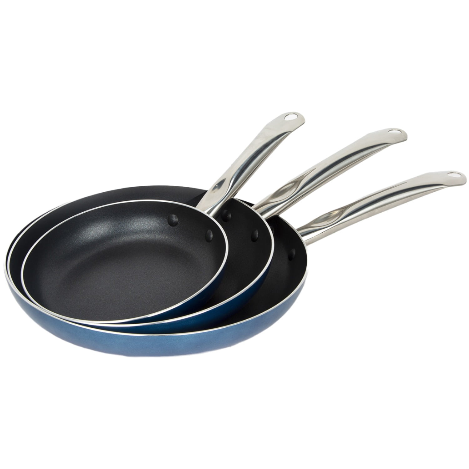 Nonstick 3 Piece Kitchen Frying Pan Set 7.8, 10, & 11.8 Inch Induction ...