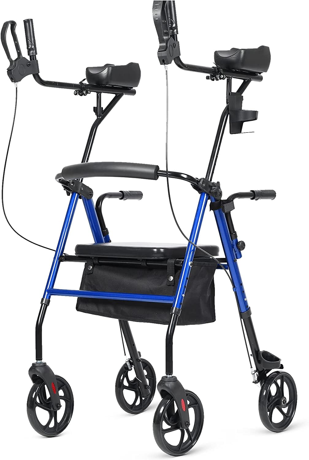 ELENKER Stand Up Folding Rollator Walker, Aluminum Upright Rollator ...