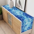 Blue Mosaic Cotton Linen Table Runner Modern Abstract Crimson Tiles ...