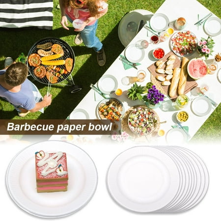 10 Pieces Paper Round Plates Camping Birthday Dinnerware Set Pantry ...