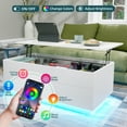 Hommpa 40" White Lift Top Coffee Table with LED Lights Rectangle Sofa ...