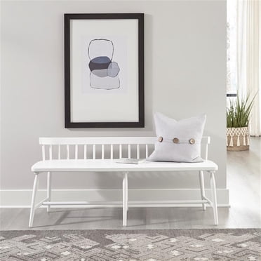 Magnolia Manor Wooden Oak & Birch Bed Bench in Antique White Finish ...