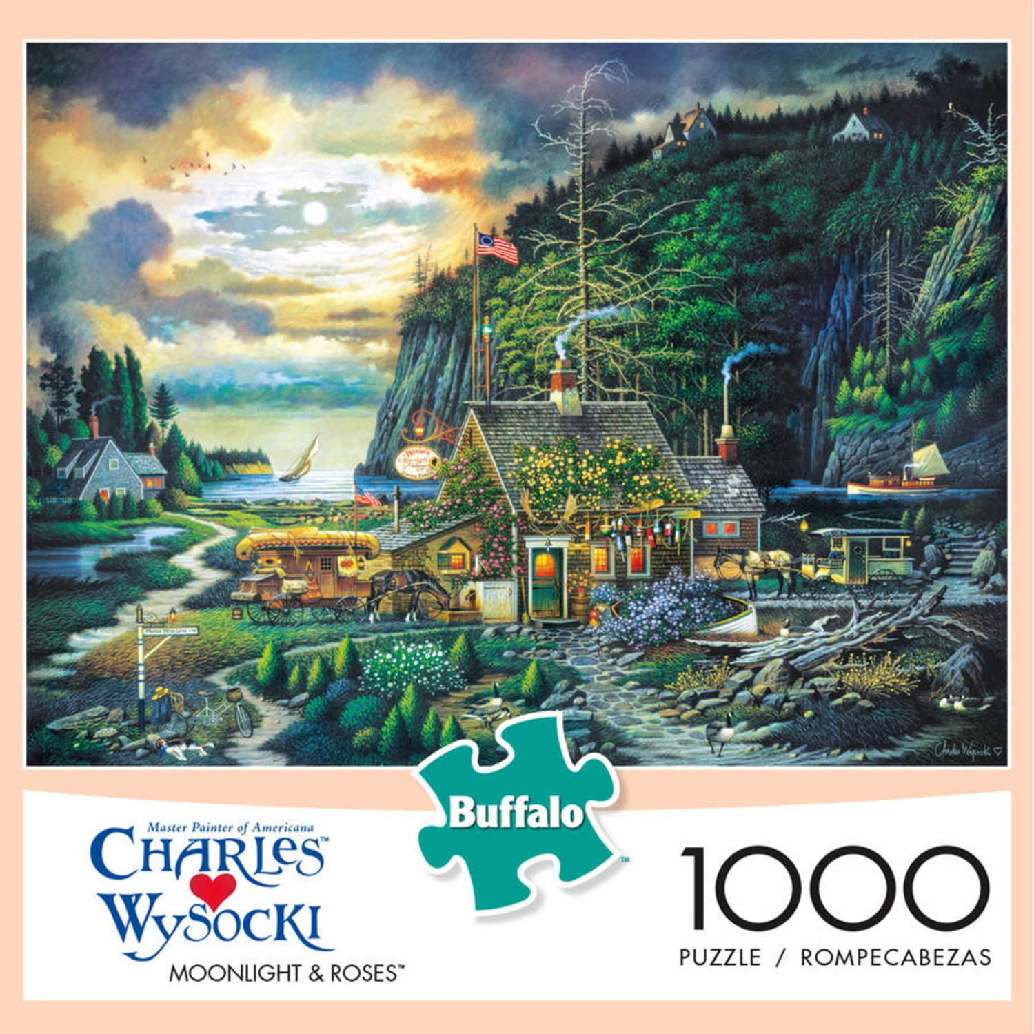 Buffalo Games - Charles Wysocki - Moonlight & Roses - 1000 Piece Jigsaw ...