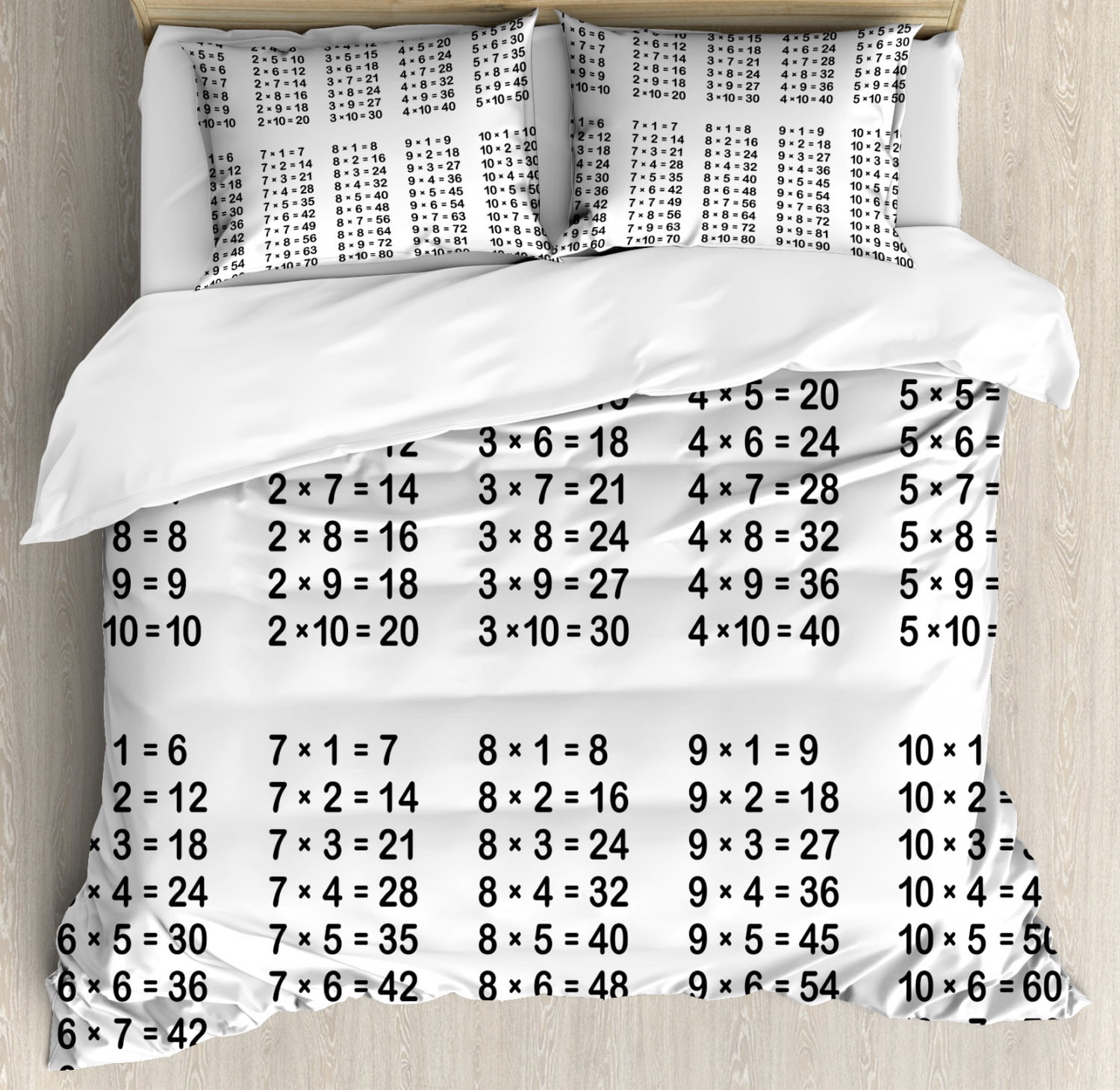 Educational King Size Duvet Cover Set, Multiplication Table on White ...