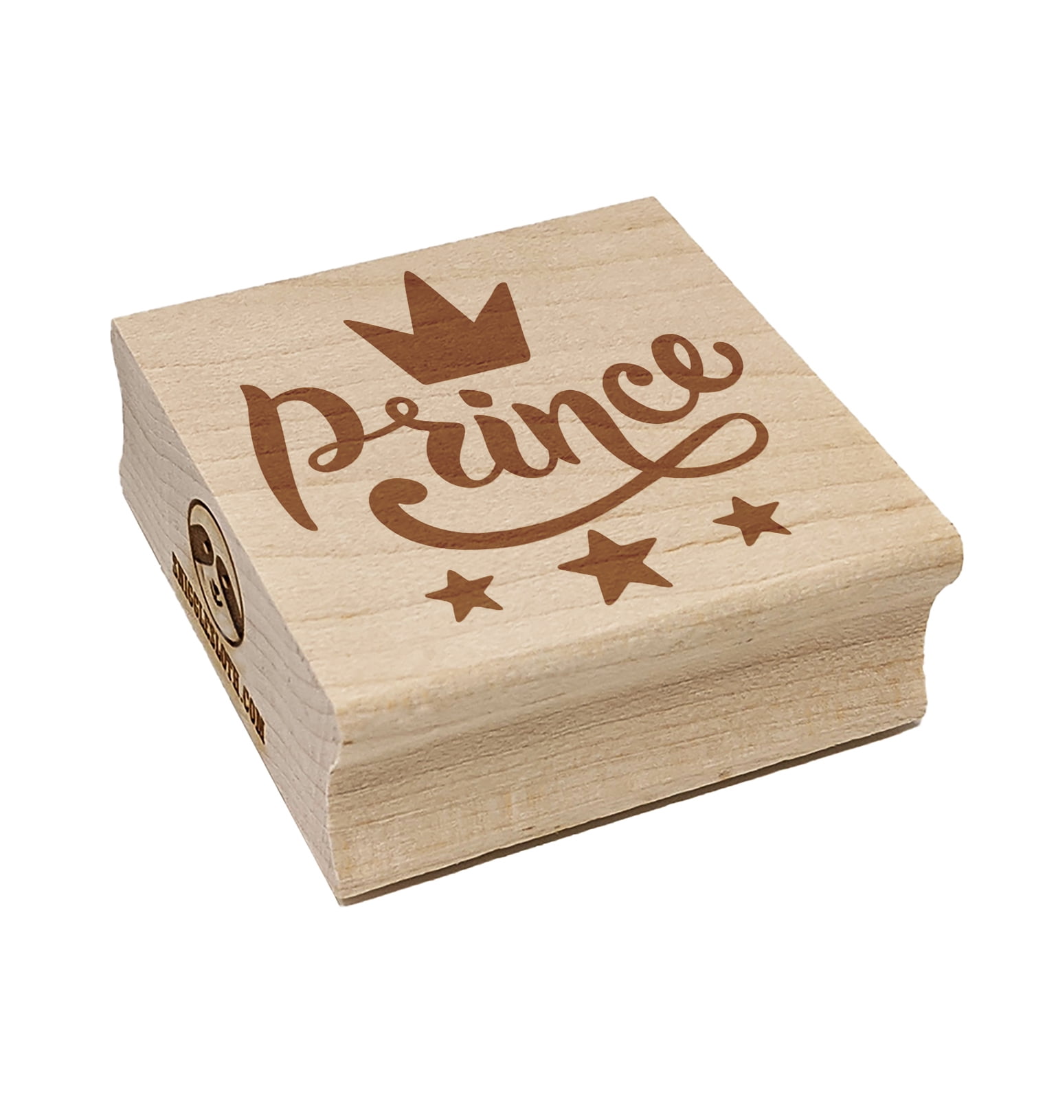 Prince Cursive with Crown and Stars Square Rubber Stamp Stamping ...