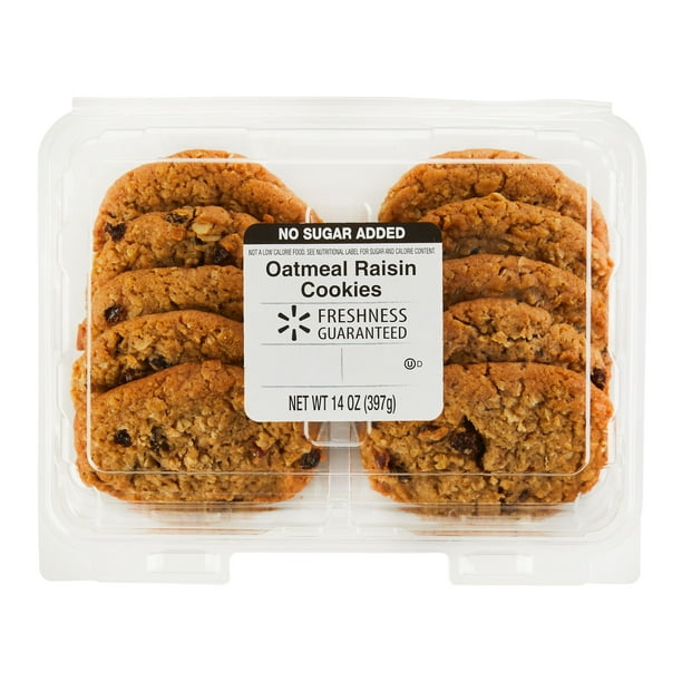 Freshness Guaranteed No Sugar Added Oatmeal Raisin Cookies, 14oz, 10 ...