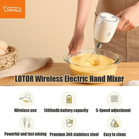 Walmeck LOTOR Wireless Electric Hand Mixer 5-Speed Kitchen Handheld ...