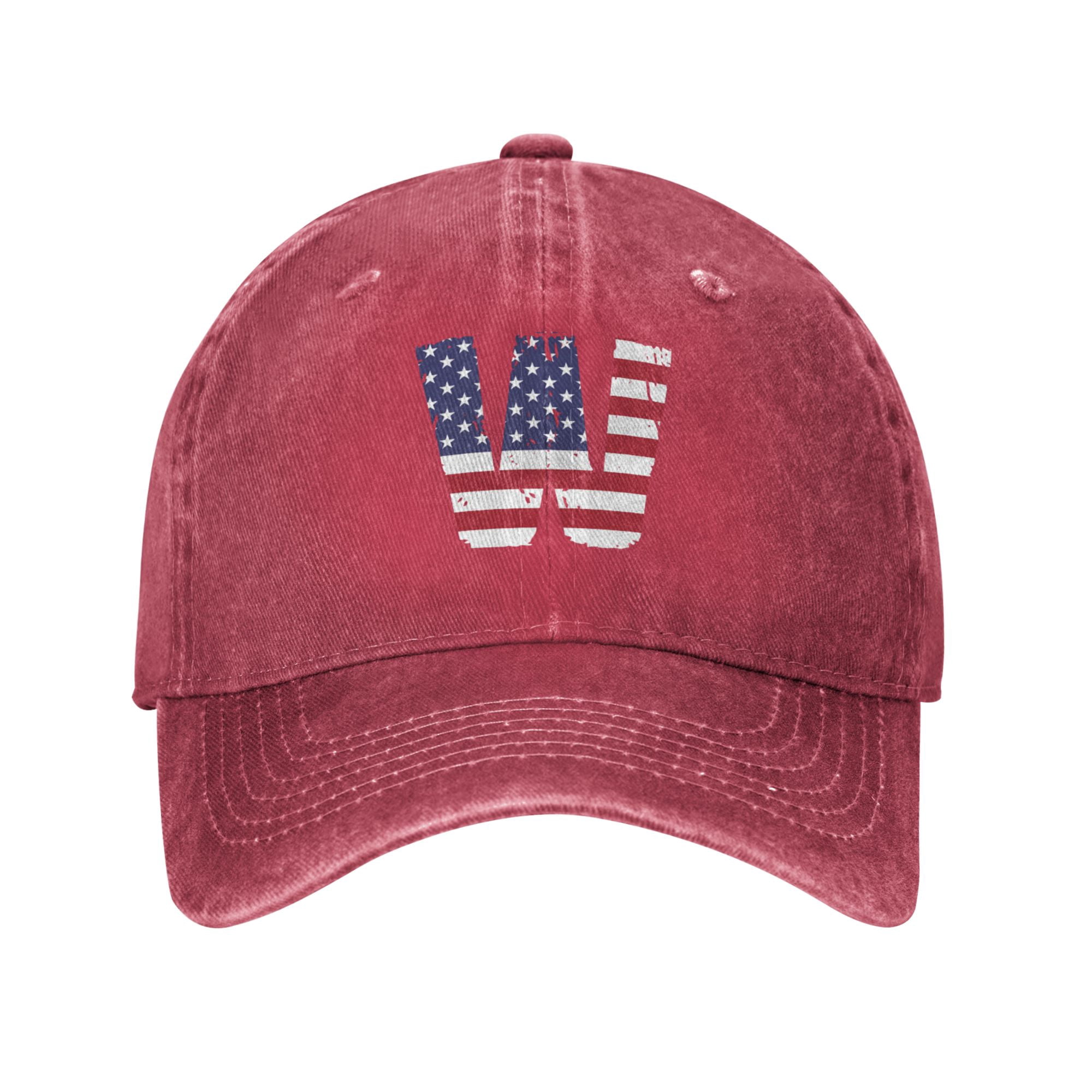 DouZhe Adjustable Washed Cotton Baseball Cap - Letter W Usa Flag ...