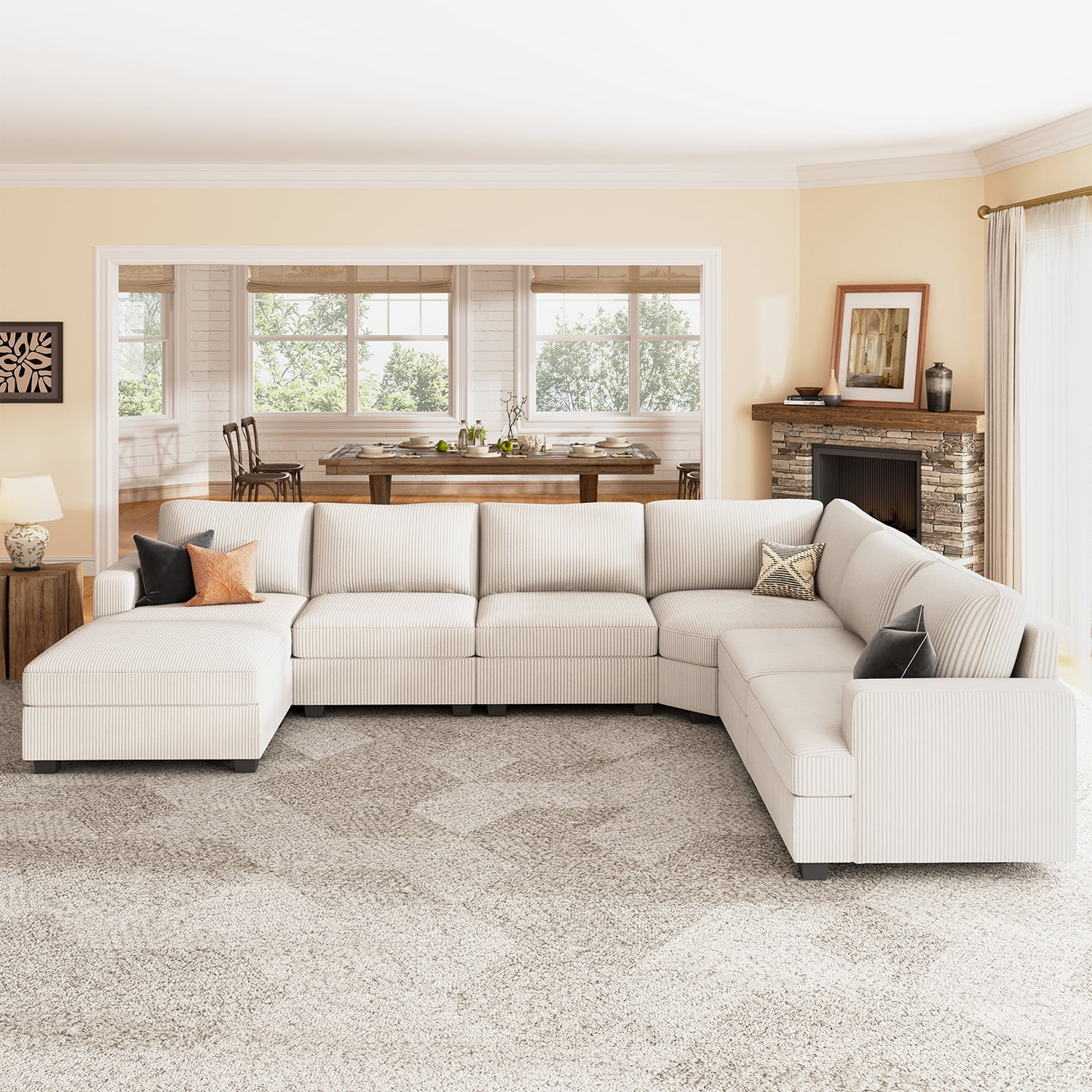 Click here for Honbay Sectional Corduroy Sofa Bed Convertible 6-S... prices