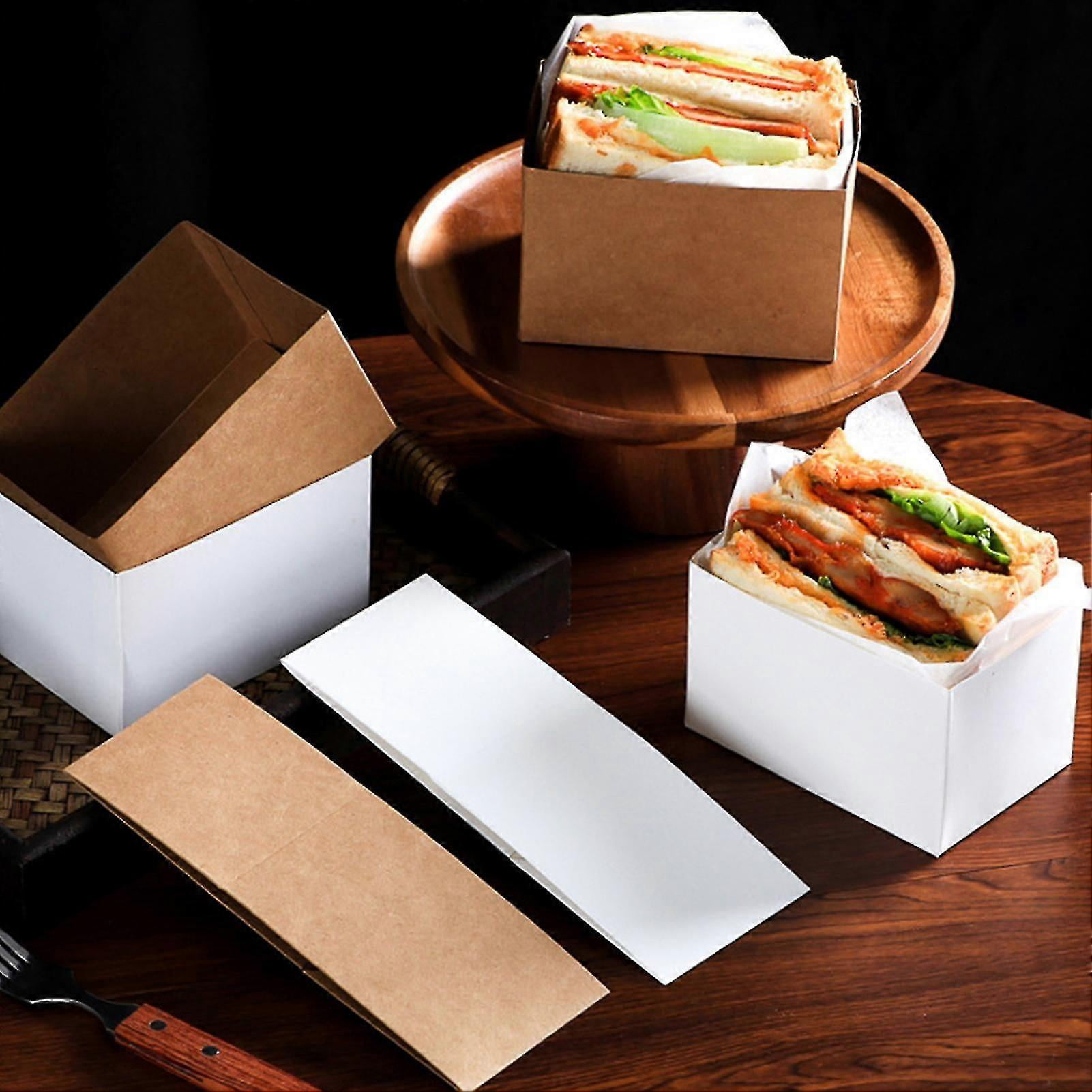 Farfi 50pcs Sandwich Take Out Container Disposable Anti-deformed Paper ...