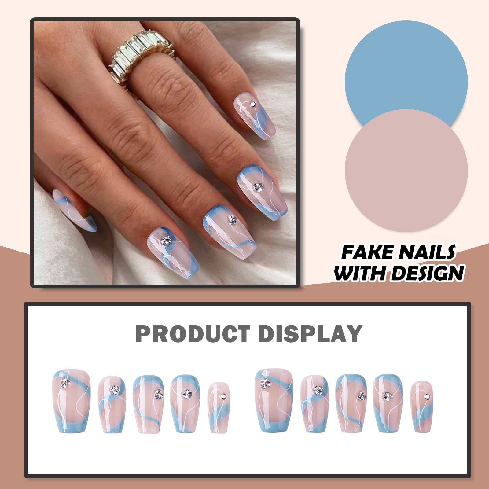 Click here for Kokoi Women Press On Nails Medium Fake Nails With... prices