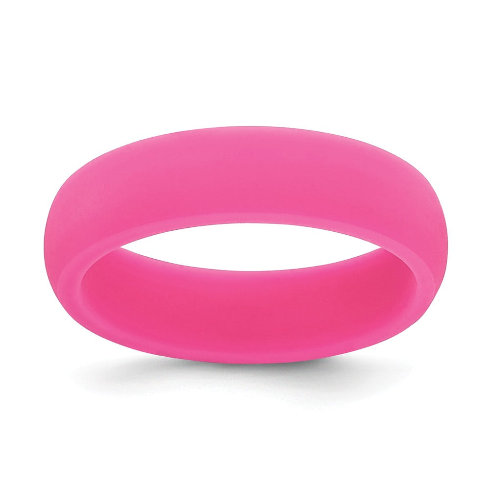 Solid Silicone Hot Pink 5.7mm Plain Classic Wedding Band Ring Size 5 ...