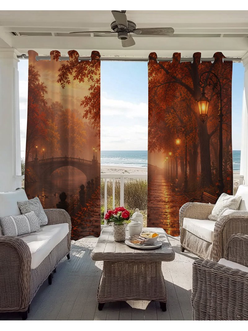 Fall Country Blackout Curtains 39 Inches Length, Autumn Vintage Maple ...