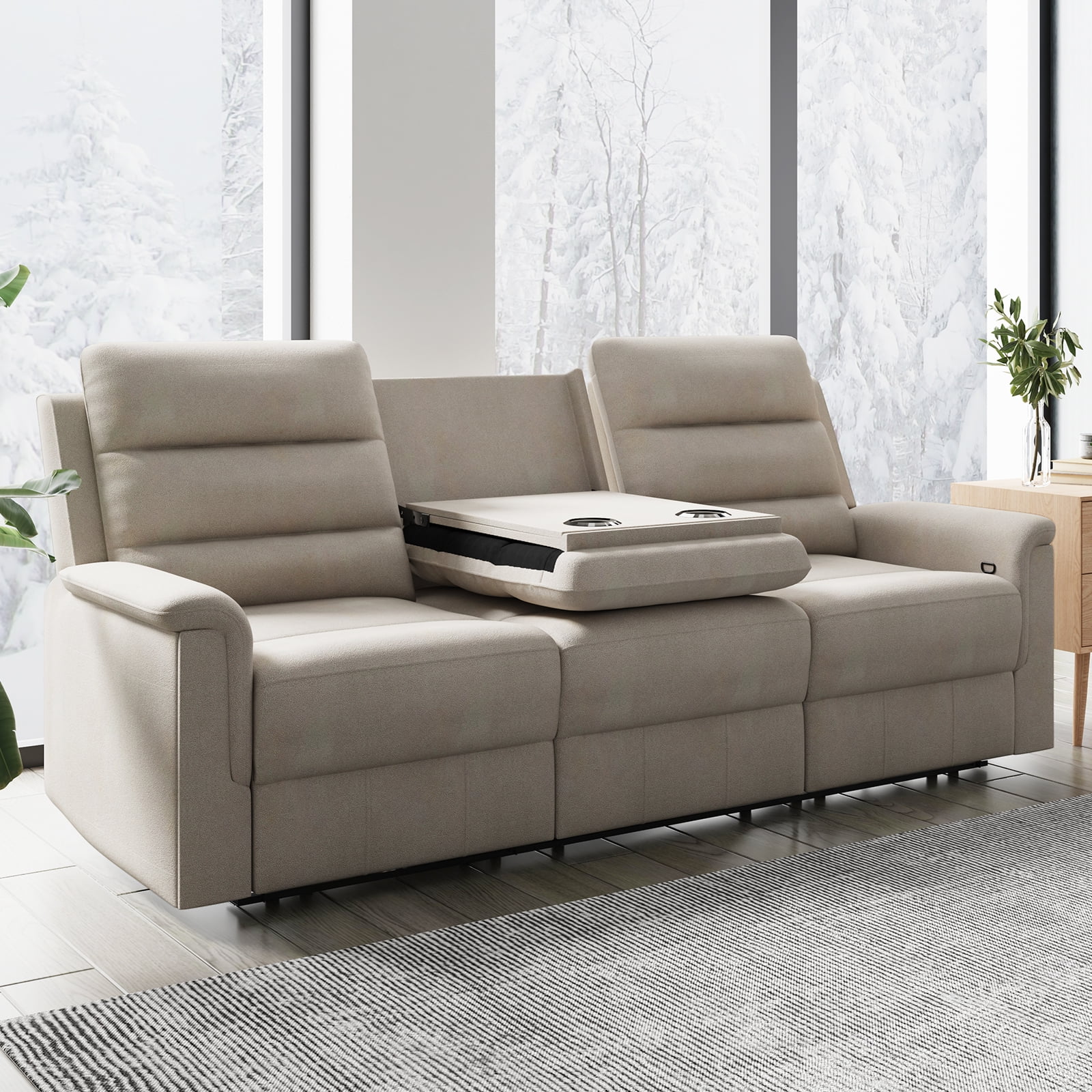 BALUS Upholstered Recliner Couch with Adjustable Backrest, Automatic ...