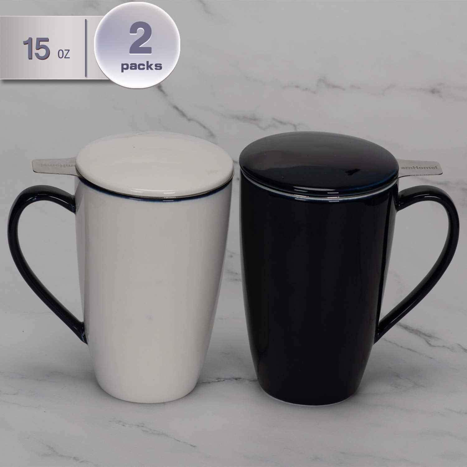 amHomel 2-Pack 15 oz Mugs, Navy - Walmart.com