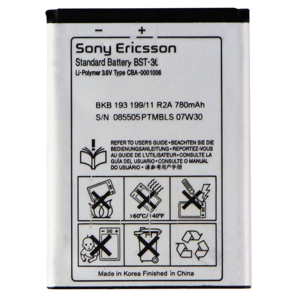 Sony Ericsson Rechargeable OEM 780mAh Battery (BST-36) (Refurbished ...