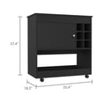 FM FURNITURE Texas Bar Cart with Cabinet, Open Shelf, 4 Caster Wheels ...