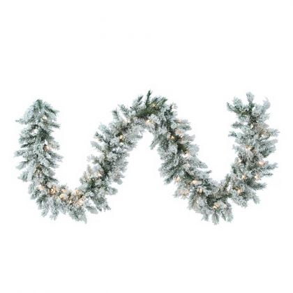 Kurt Adler 9-Foot Pre-Lit Flocked Norway Pine Garland - Walmart.com