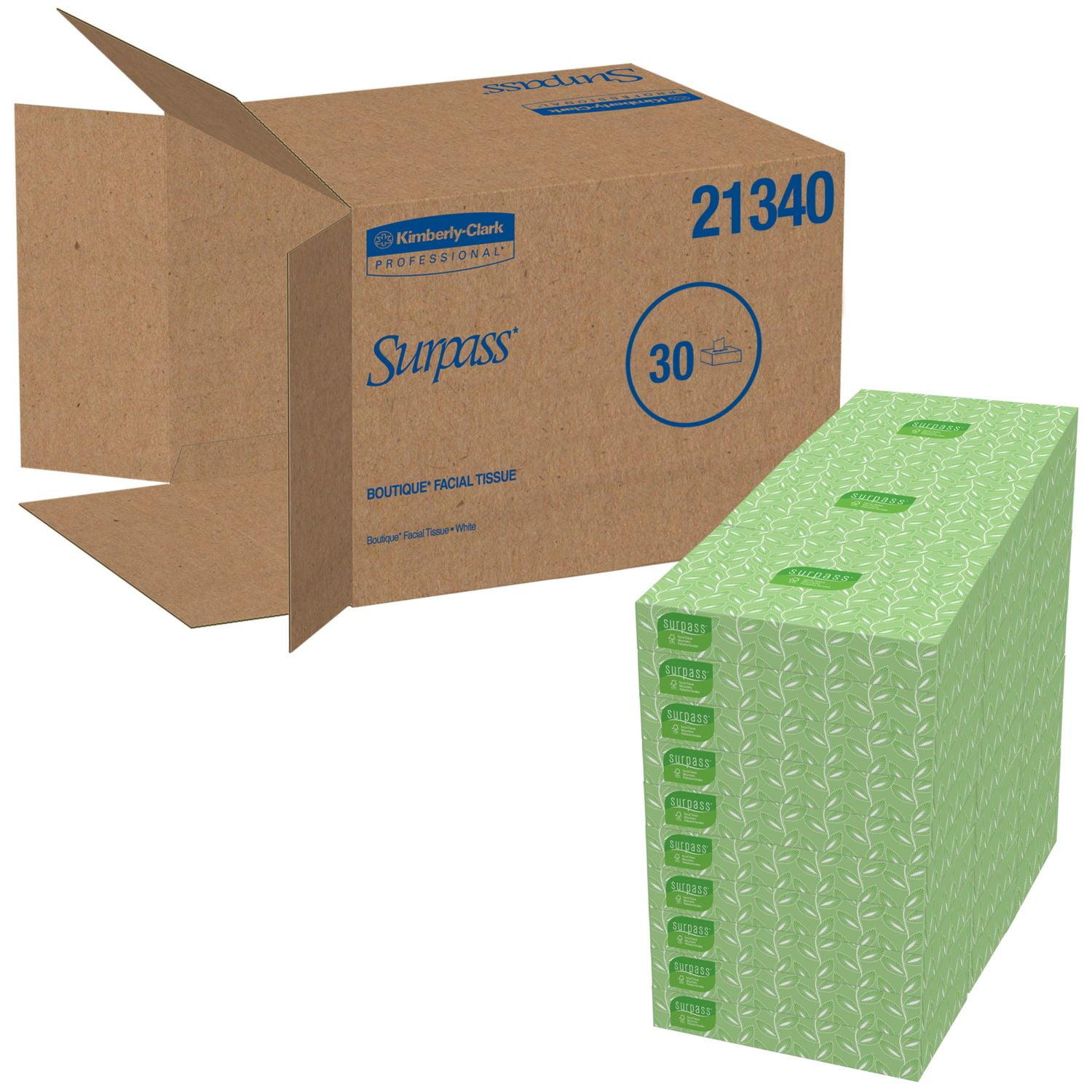 Surpass Facial Tissue Flat Box, 2-Ply, White, Unscented (100 tissues ...