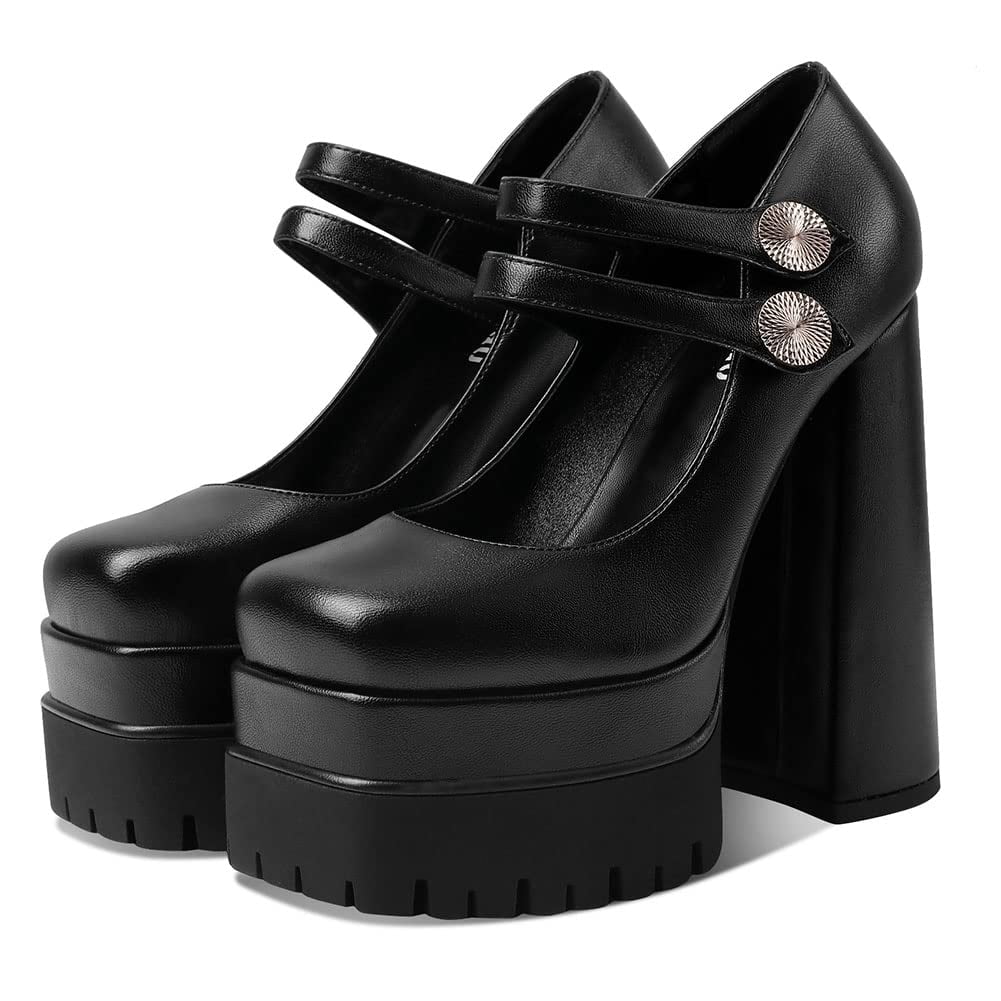 Celnepho Platform Pumps Chunky Heel For Women Mary Janes Sqaure Toe celnepho-platform-pumps-chunky-heel-for-women-mary-janes-sqaure-toe