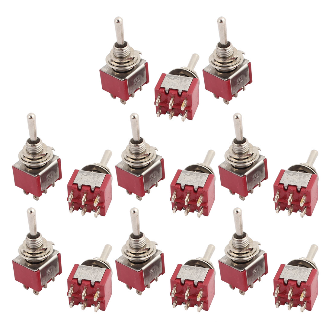 15Pcs 250V/2A 120V/5A DPDT 6 Pin On/Off/On Toggle Switch Replacement ...