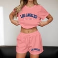 BOOMNY Womens 2 Peice Sets Letter Graphic Short Sleeve Tops Shorts ...