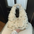 Aellinatey Textured Faux Furs Handbag Glimmering Compact Square Shape ...