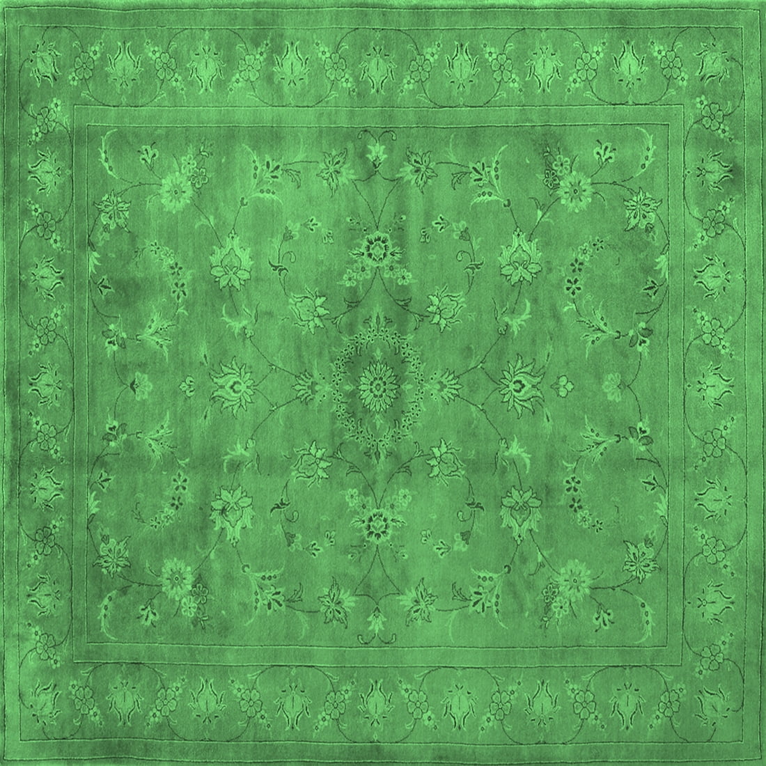 Ahgly Company Indoor Square Abstract Emerald Green Contemporary Area ...