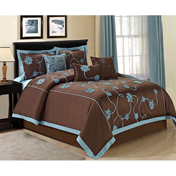 7 Piece OLIVIA small flower dribbling embroidered Clearance bedding ...