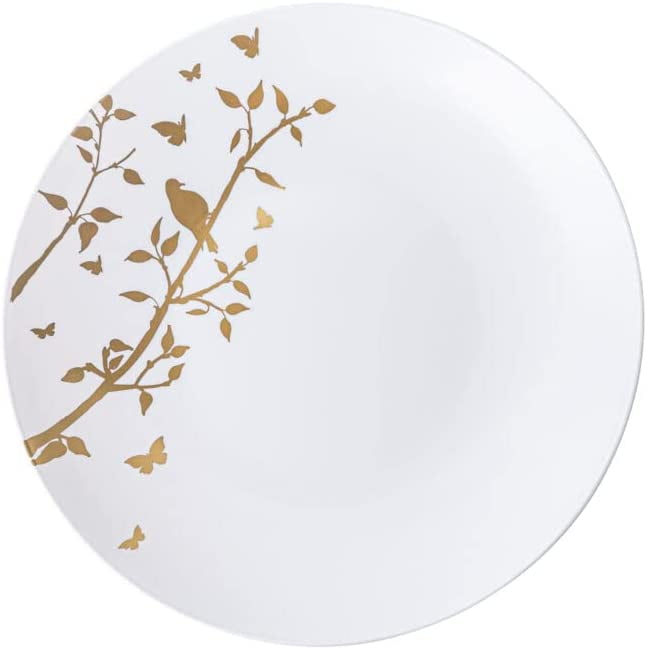 (70 PACK) EcoQuality 6" inch Round White Plastic Plates with Gold ...