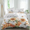4 Piece Duvet Cover Set Queen, Hello Autumn Sunflower Pumpkin Soft ...