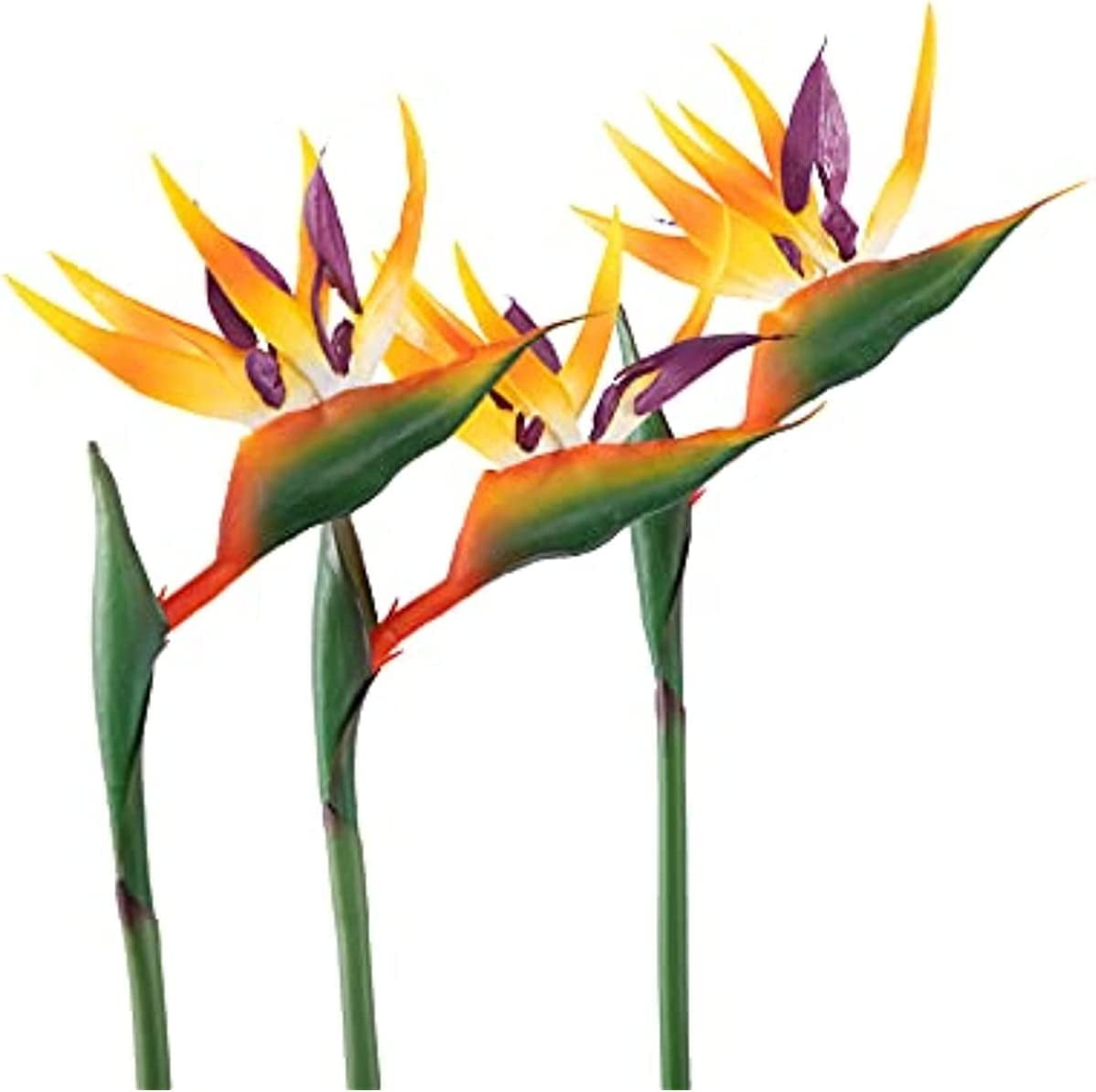 HAOSHICS 3Pcs Artificial Heaven Bird Flowers,Fake Bird of Paradise ...