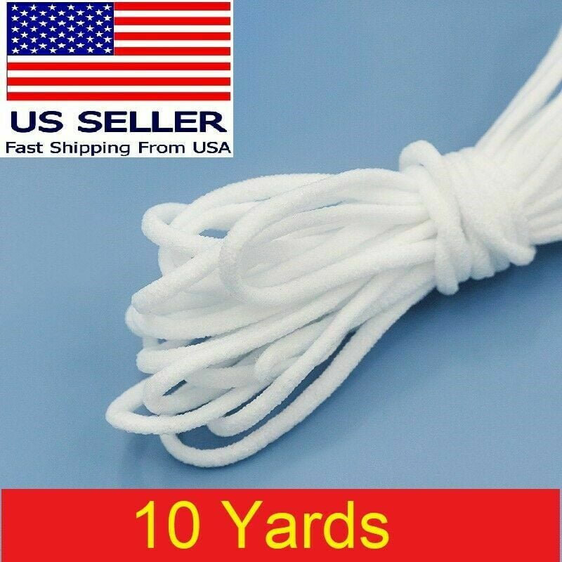 10 yards 3mm 1/8 Inch Round Elastic White Band Rope Cord String Ear ...
