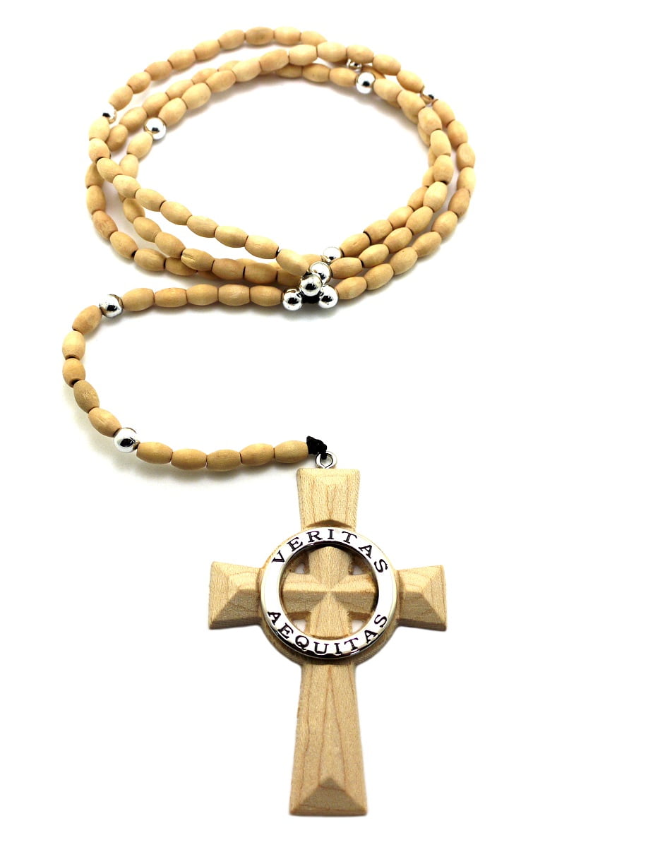 Veritas Aequitas Cross Boondock Saint Pendant 5mm/39" Wooden Rosary ...