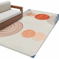 Abstract Art Washable Area Rugs 4'x6', Sunset Orange Blue Line Circle ...