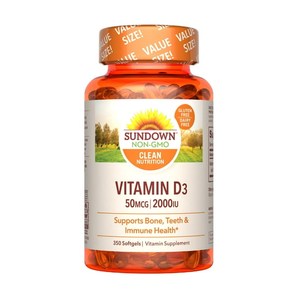 Cápsulas blandas de vitamina D3 Sundown Immune Support, 2000 UI, 350 unidades | Bodega Aurrera ...