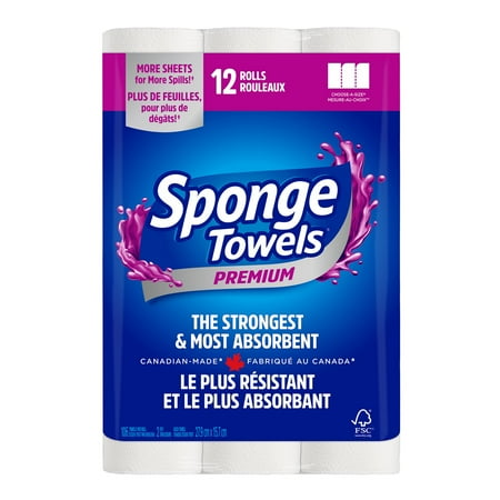 Sponge Towels Premium Paper Towels, 12 x 106 sheets - Walmart.ca