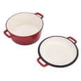 Tebru 2-in-1 Pre-Seasoned Cast Iron Double Dutch Oven with Lid - Dual ...